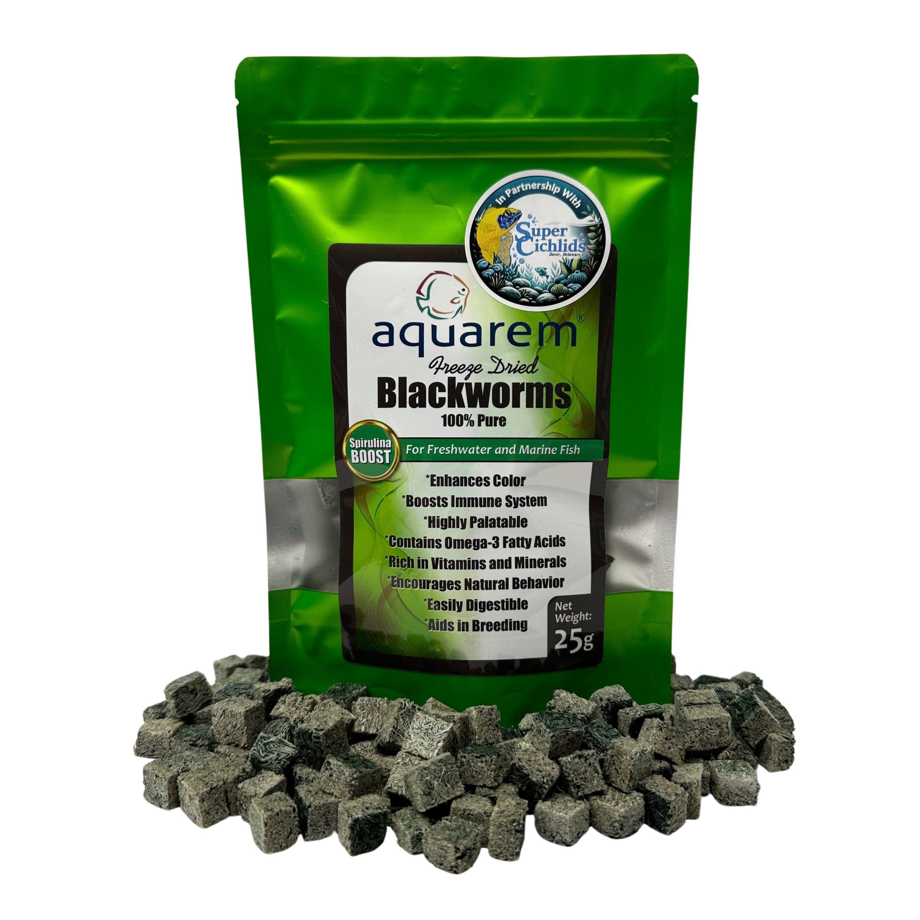 Shop Super Cichlids Freeze-Dried Blackworms with Spirulina (All Natural ...
